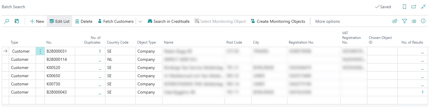Batch Search | Creditsafe Connect